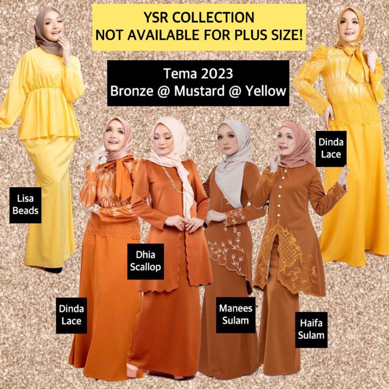 👘TEMA WARNA KURUNG MURAH 2023 BRONZE MUSTARD YELLOW👘BAJU RAYA SEDONDON BRIDESMAID TUNANG NIKAH ...