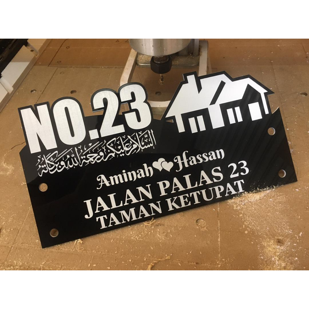 Signage Rumah Plate Alamat Rumah Modern House Number Plate RM40 ...