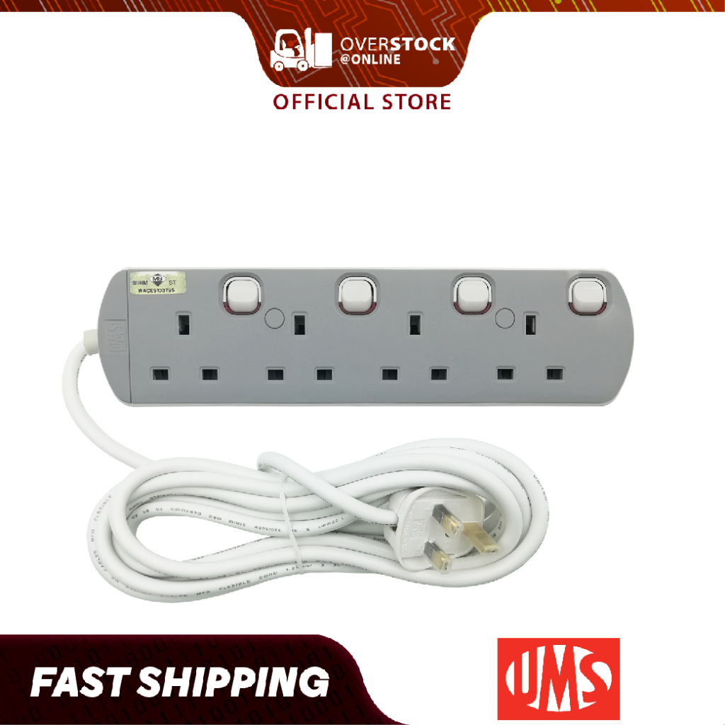 UMS 8413-N 4 Gang SIRIM Approved Power Extension Socket Plug Power ...