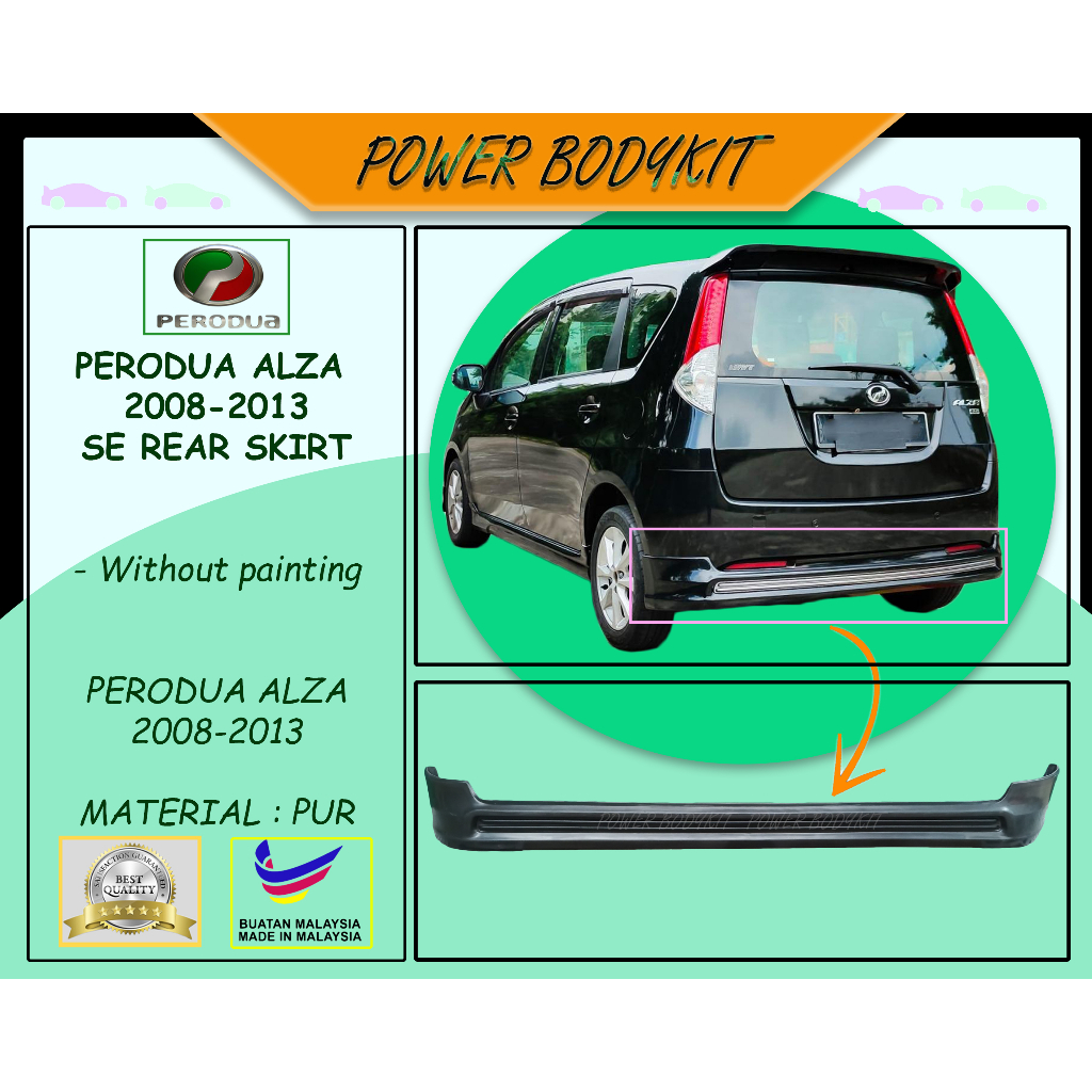 READY STOCK Perodua Alza 2008-2013 SE Rear Skirt 2008 2009 2010 2011 ...