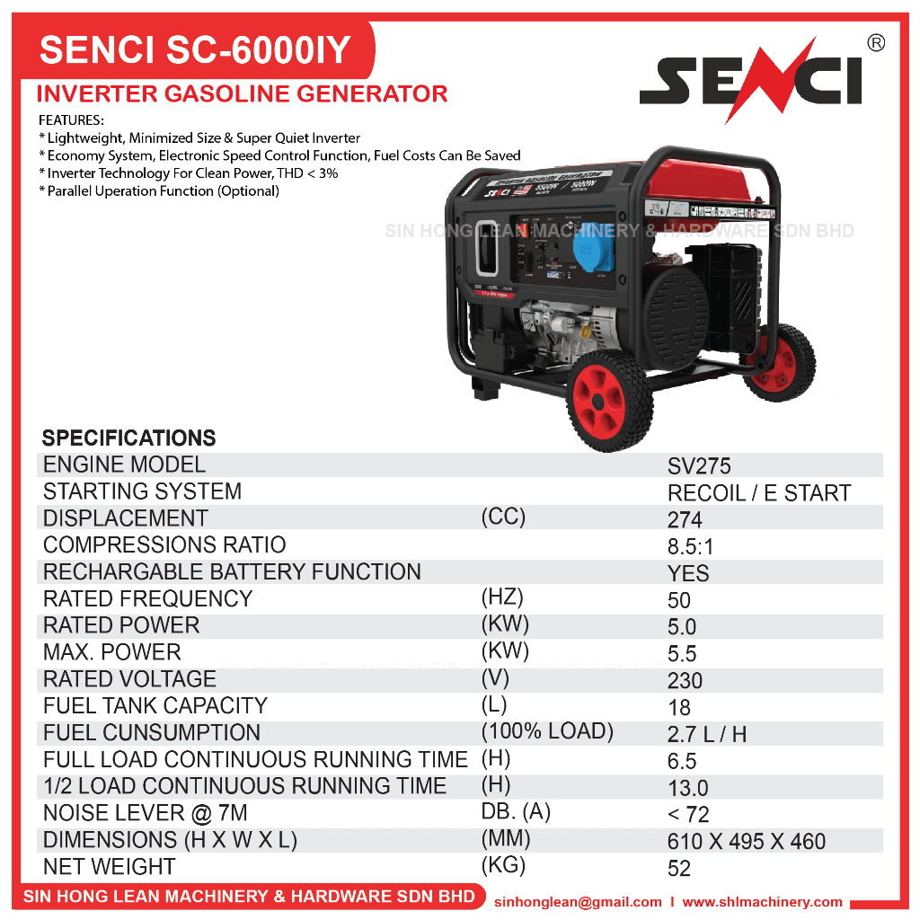 SENCI INVERTER GASOLINE GENERATOR SC-6000IY | Shopee Malaysia