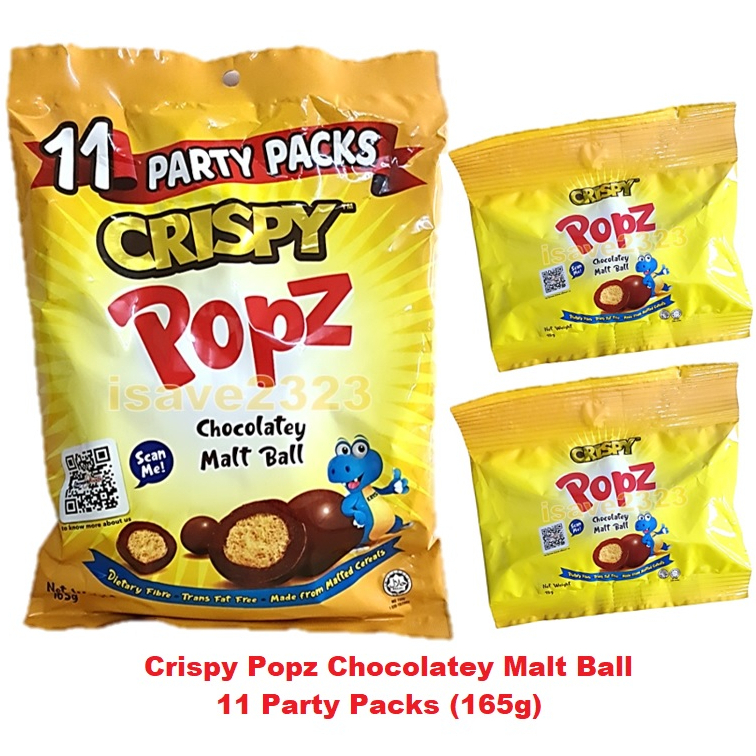 [HALAL] Crispy Popz Chocolatey Malt Ball 11 Party Packs (165g) | Shopee ...