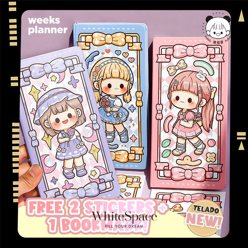 Whitespace Telado Dodojam Cute Girl Grid Weeks Planner with Stickers ...