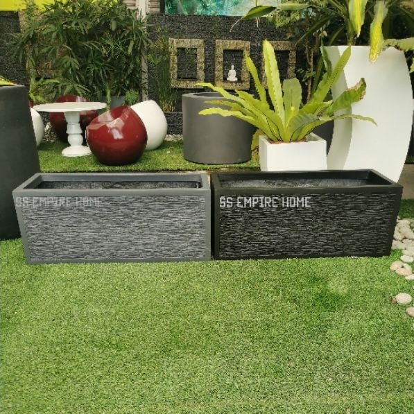 RUDI PB7 Grey Black Texture Planter box Fiberglass Flower Pot Pasu ...