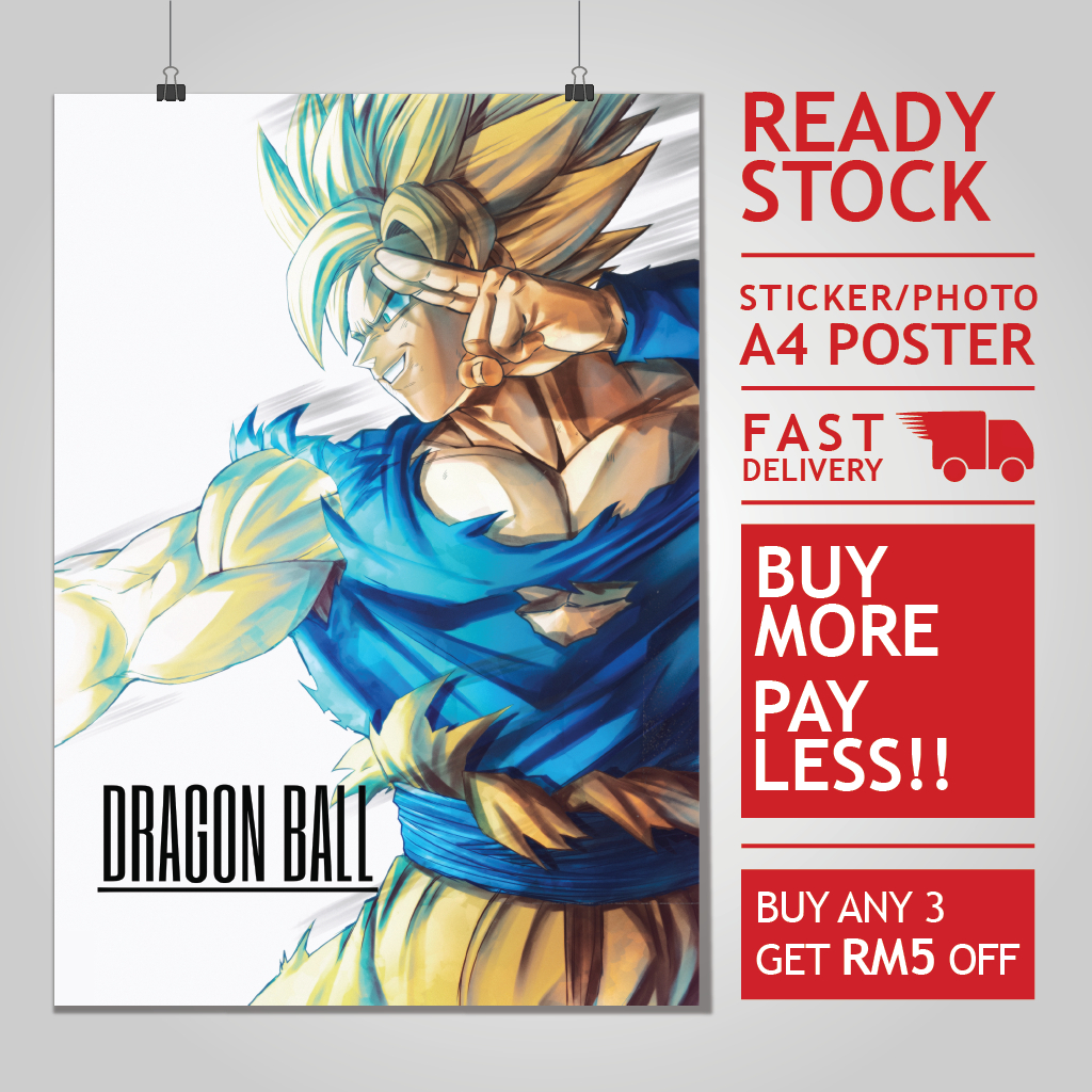 (READY STOCK) Dragon Ball A4 Photo Poster/Sticker | Goku Super Saiyan ...