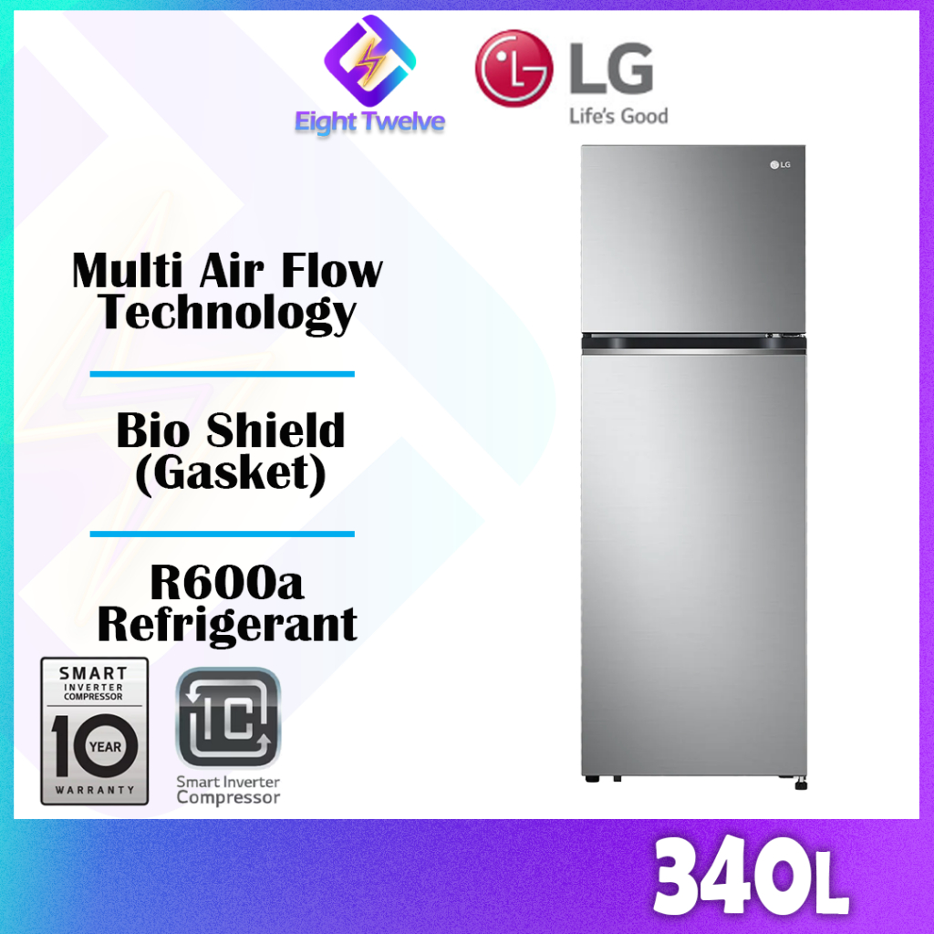 202L - 340L LG Smart Inverter Fridge Peti Sejuk Top Freezer | Shopee ...