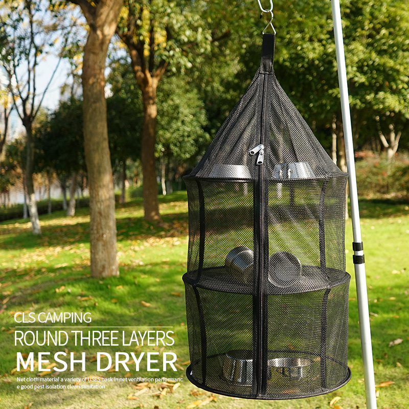 Circular Mesh Dryer Hanging Dryer Net Rack 3 Layer Collapsible for ...