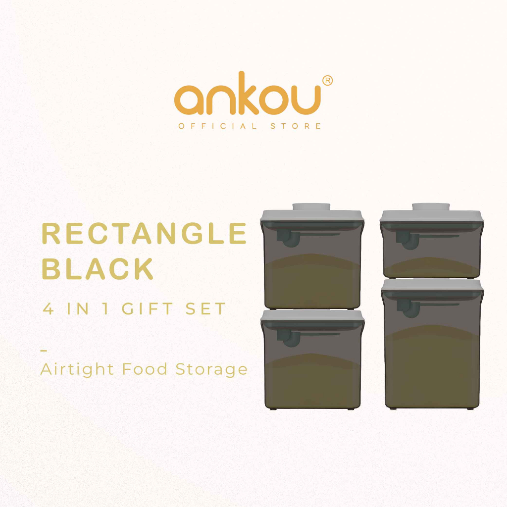 ANKOU Airtight Milk Powder Food Container Gift Set - Rectangle Black (4 ...