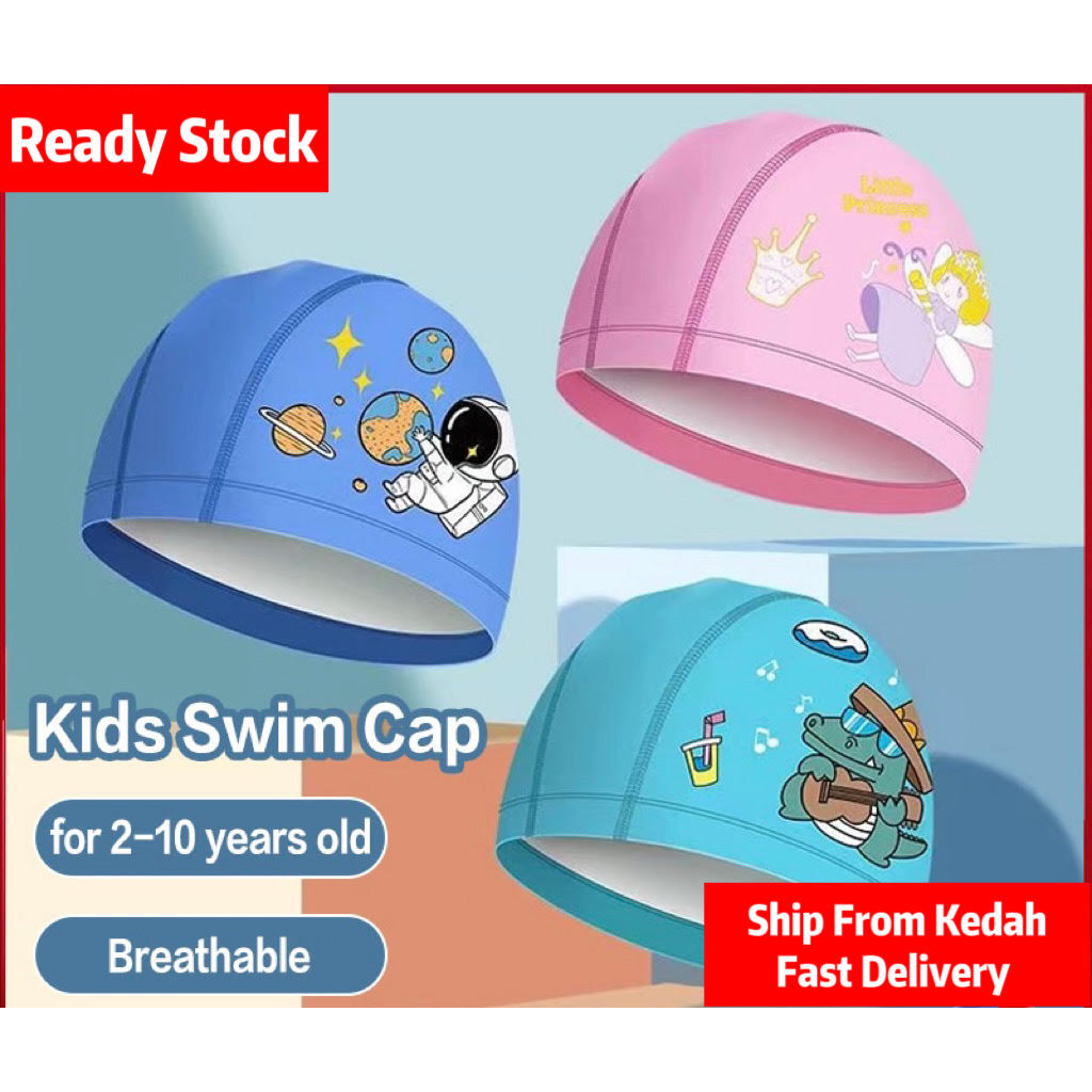 Kids Cartoon Swimming Caps for Kids/ Children, Boys and Girls Aged 4-12 ...