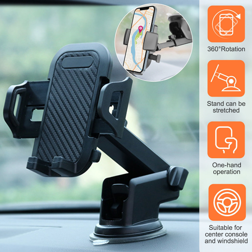 Car Holder 360° Long Neck Car Mount Phone Holder Mobile Phone Stand with Silicon Sucker (With ...