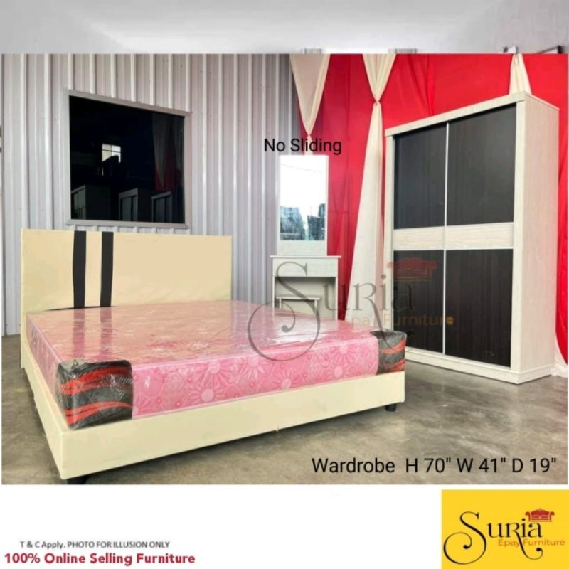 Suria - Package Bravo (Bedframe + Mattress + Wardrobe + Dressing Table ...