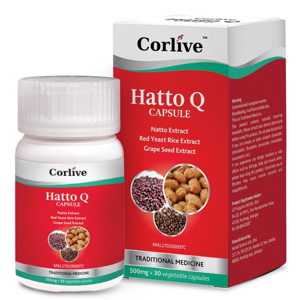 CORLIVE HATTO Q CAPSULE LOWER CHOLESTEROL AND BLOOD PRESSURE (500MG x ...