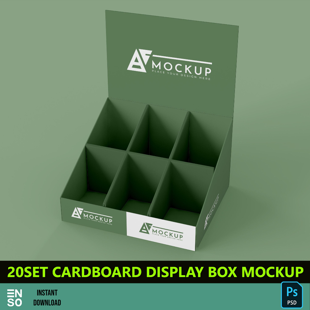 20-Set Cardboard Display Boxes PSD Mockup | Editable PSD Design Mockup ...