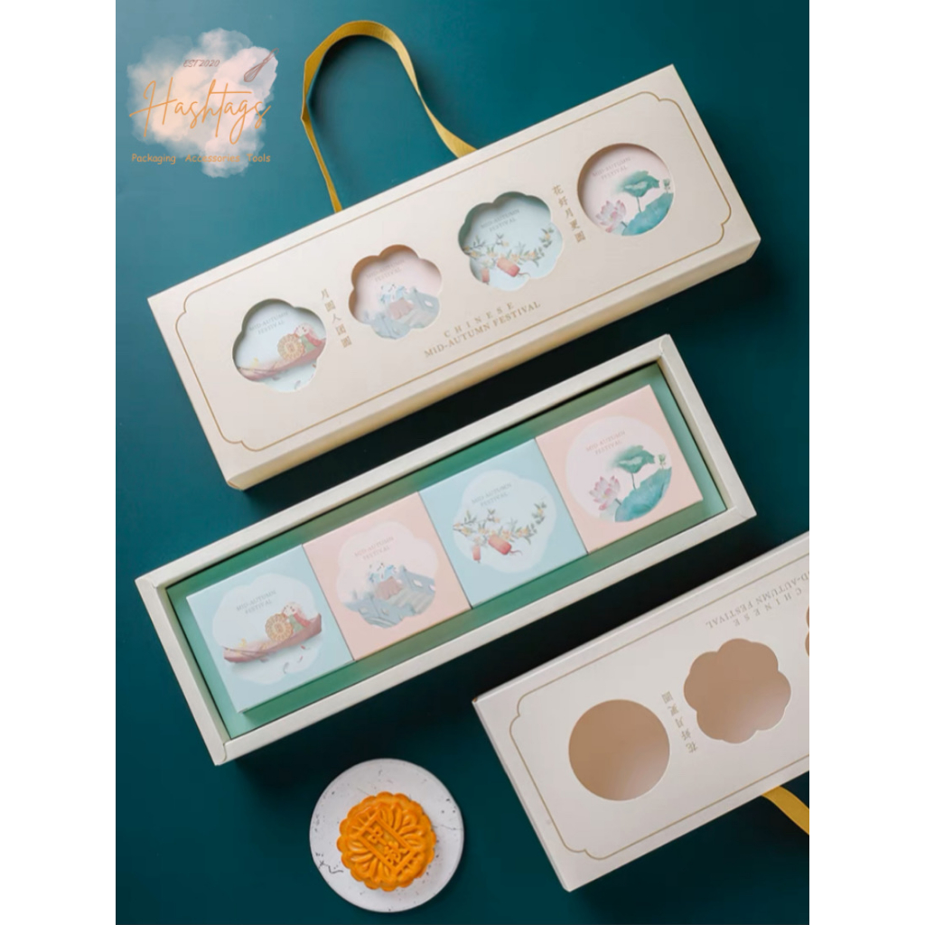 Ready Stock Mooncake Festival Mooncake Packaging Box 中秋月饼礼盒 蛋黄酥礼盒 4粒装 ...