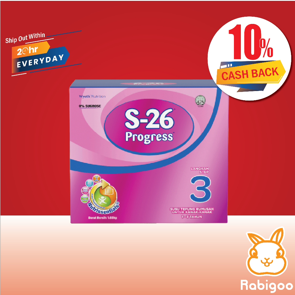 [CASHBACK 10%] Wyeth S26 Progress Step 3 1.65kg (Milk Formula) Growing Up Formula | Shopee Malaysia