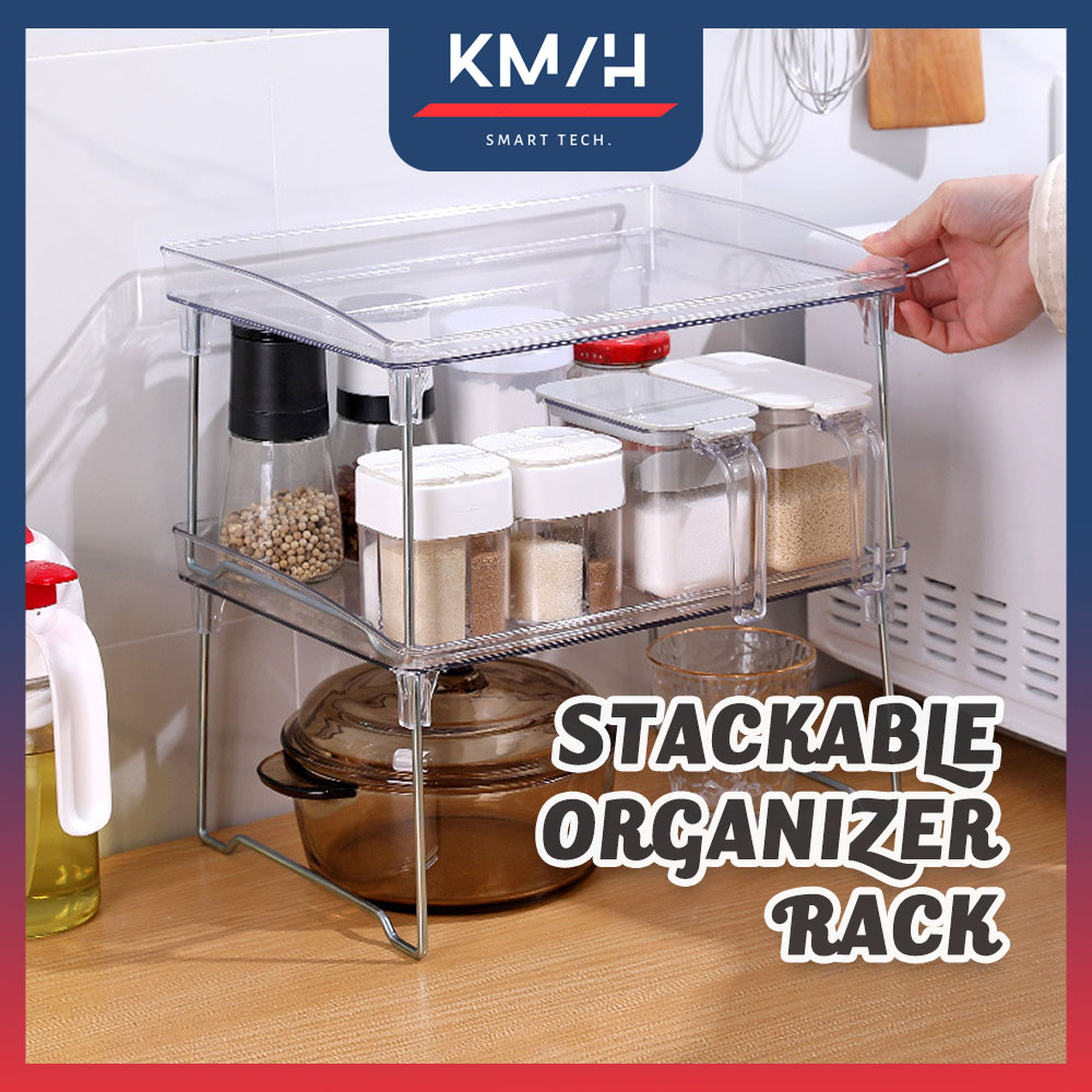 Transparent Stackable Rack Kitchen Condiment Bottles Shelf Cosmetics ...