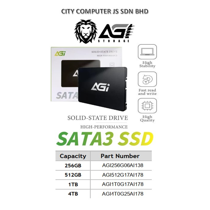 AGI [AI138] AND [AI178] SERIES SATA3 TLC 2.5" SSD | Shopee Malaysia