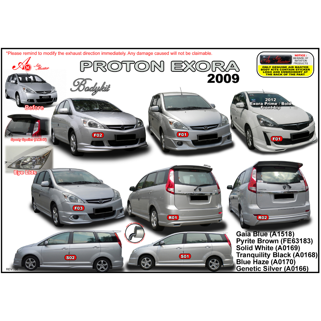 Proton Exora 2009 Full Set FRP Material Bodykit with Metallic Colour ...