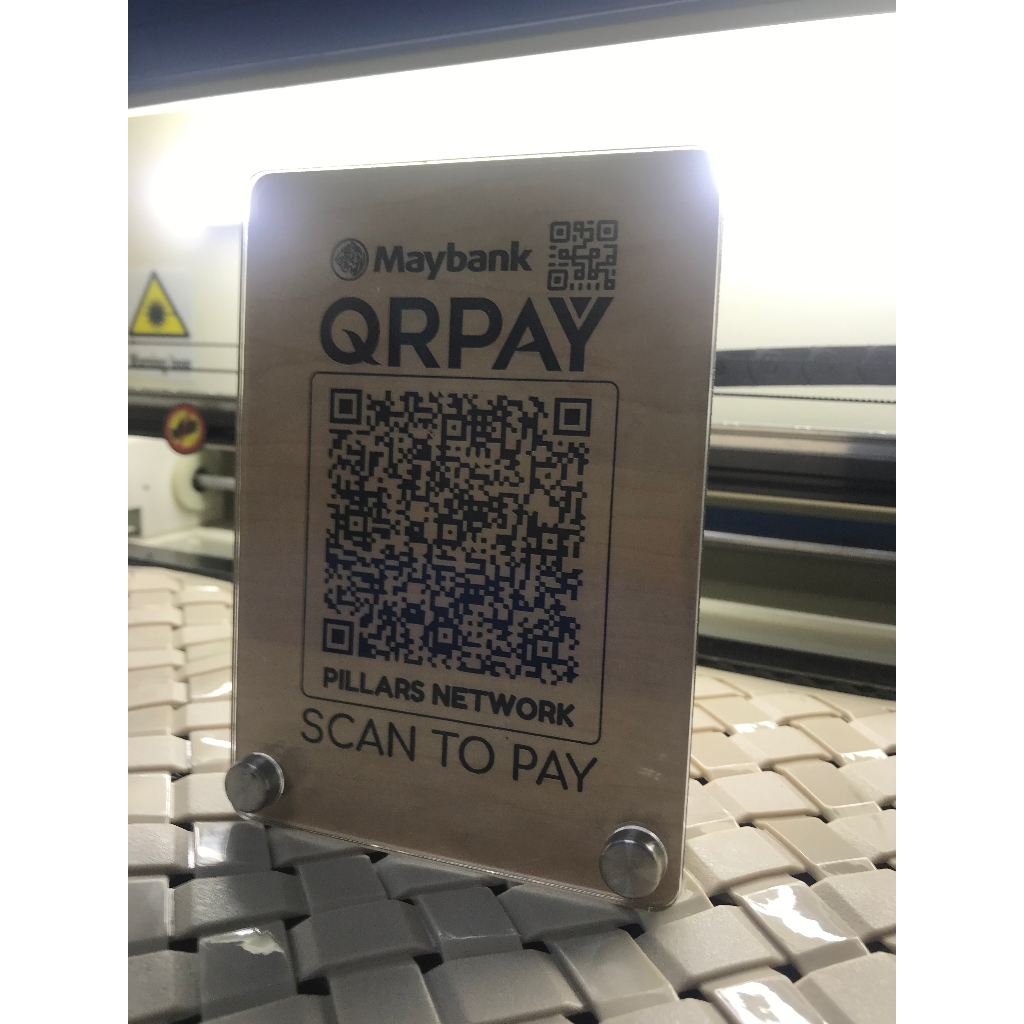 QR CODE / QRPAY UKIRAN KAYU + ACRYLIC TRANSPARENT - Ewallet QR Wood ...