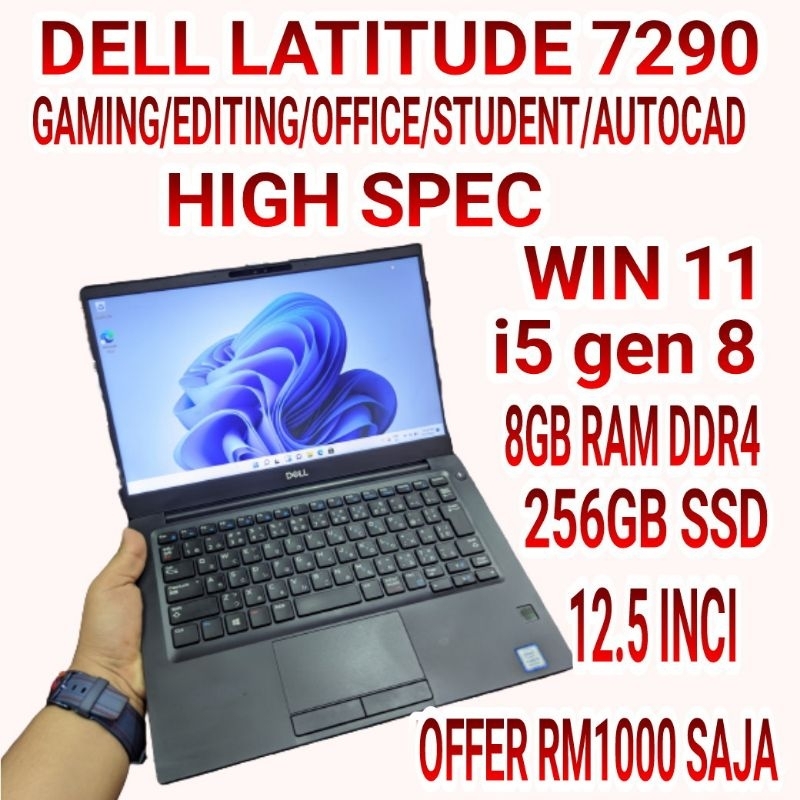 LAPTOP HIGH SPEC DELL LATITUDE 7290 I5 GEN 8,8GB RAM,SSD,LIKE NEW ...