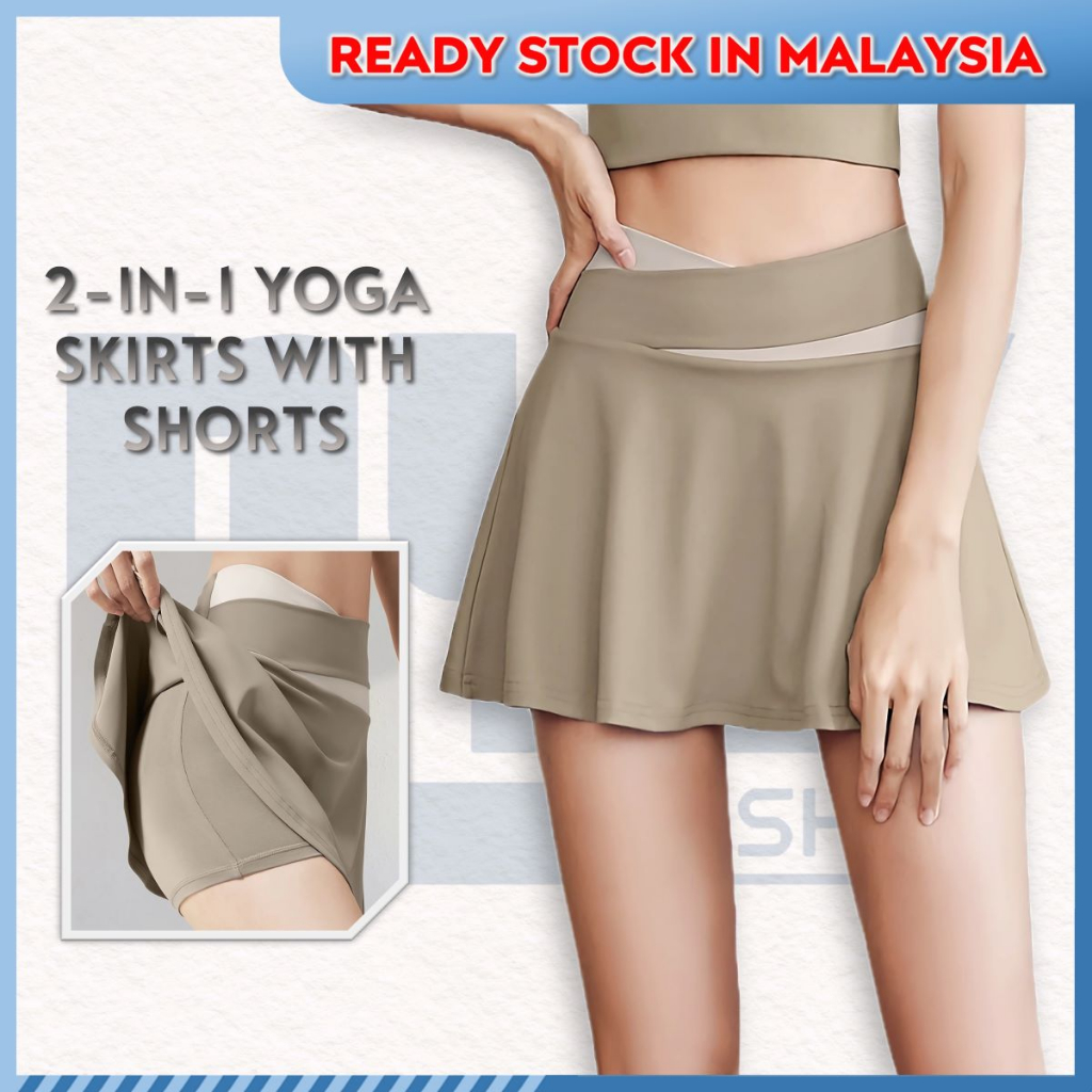 NYK Color Splicing 2-in-1 Tennis Skirt with Inner Pants High Waist ...