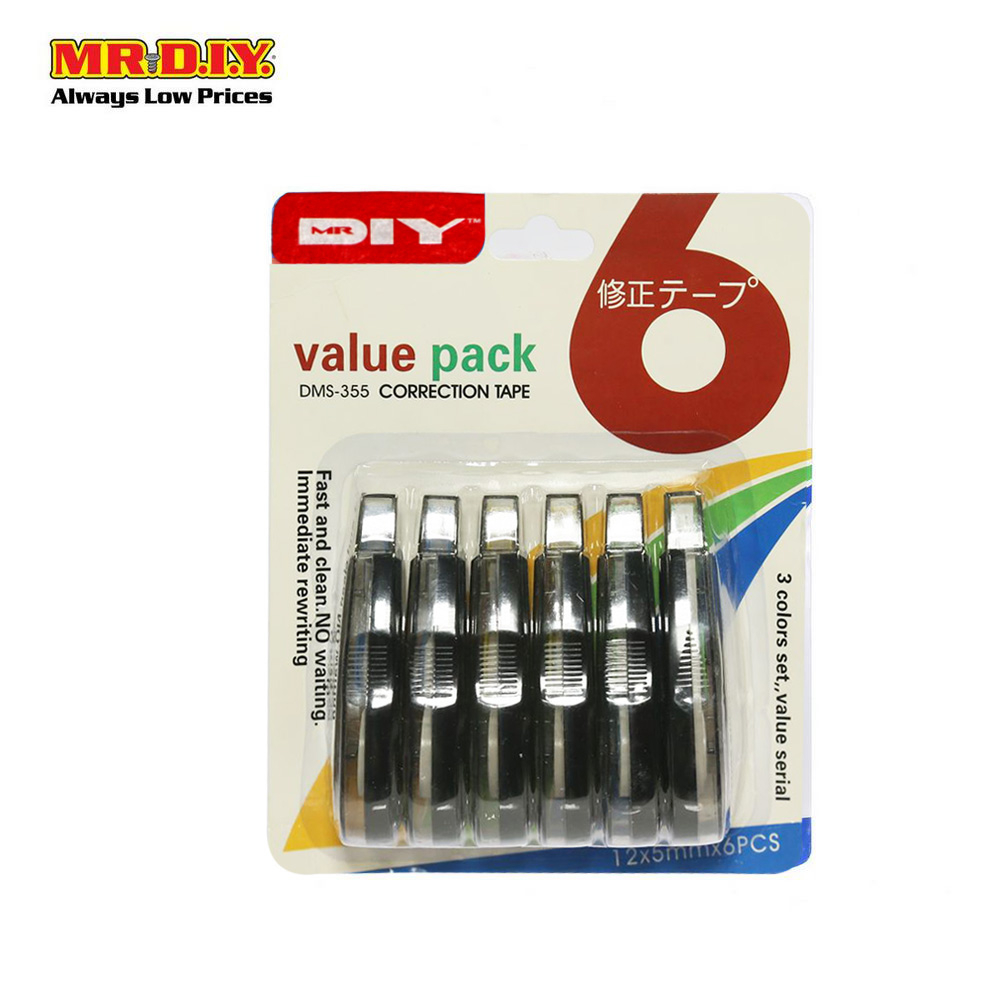 (MR.DIY) Value Pack Correction Tape (6pcs) | Shopee Malaysia