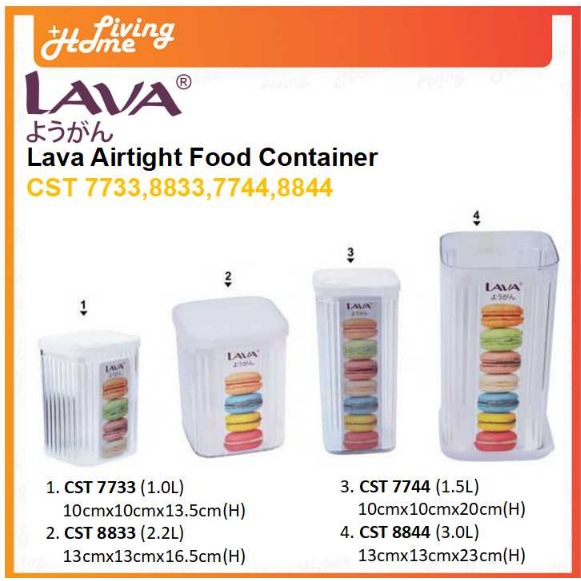 Plastic Air Tight Food Canister Container 1.5L-3.0L LAVA CST7733 ...