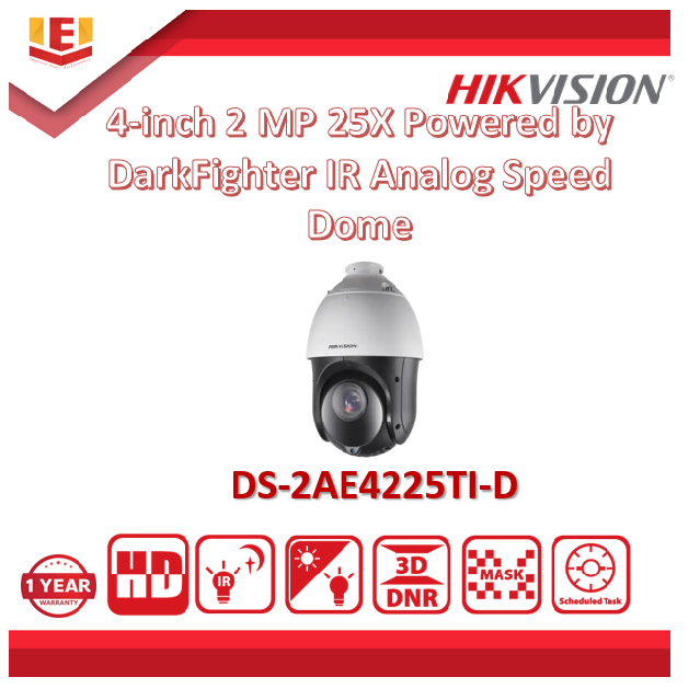 HIKVISION DS-2AE4225TI-D 4'' 2MP 25X Powered by Dark Fighter IR Analog Speed Dome(PTZ) | Shopee ...