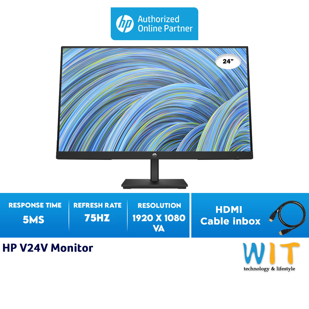 HP V24v G5 23.8'' FHD 75Hz FreeSync Monitor ( VGA, HDMI , 3 Yrs Wrty ...