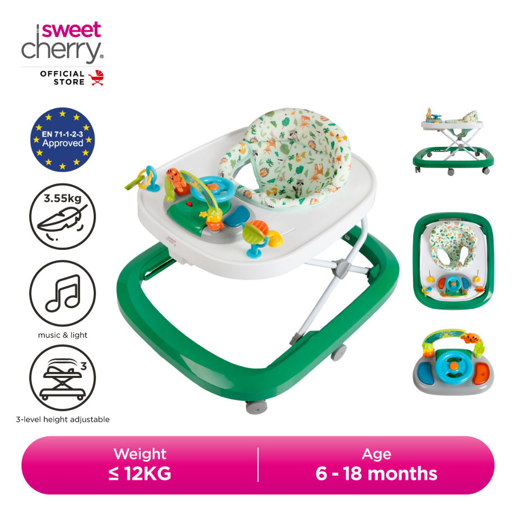 Sweet Cherry Baby Learning Walker Adjustable Height with Lively Music ...