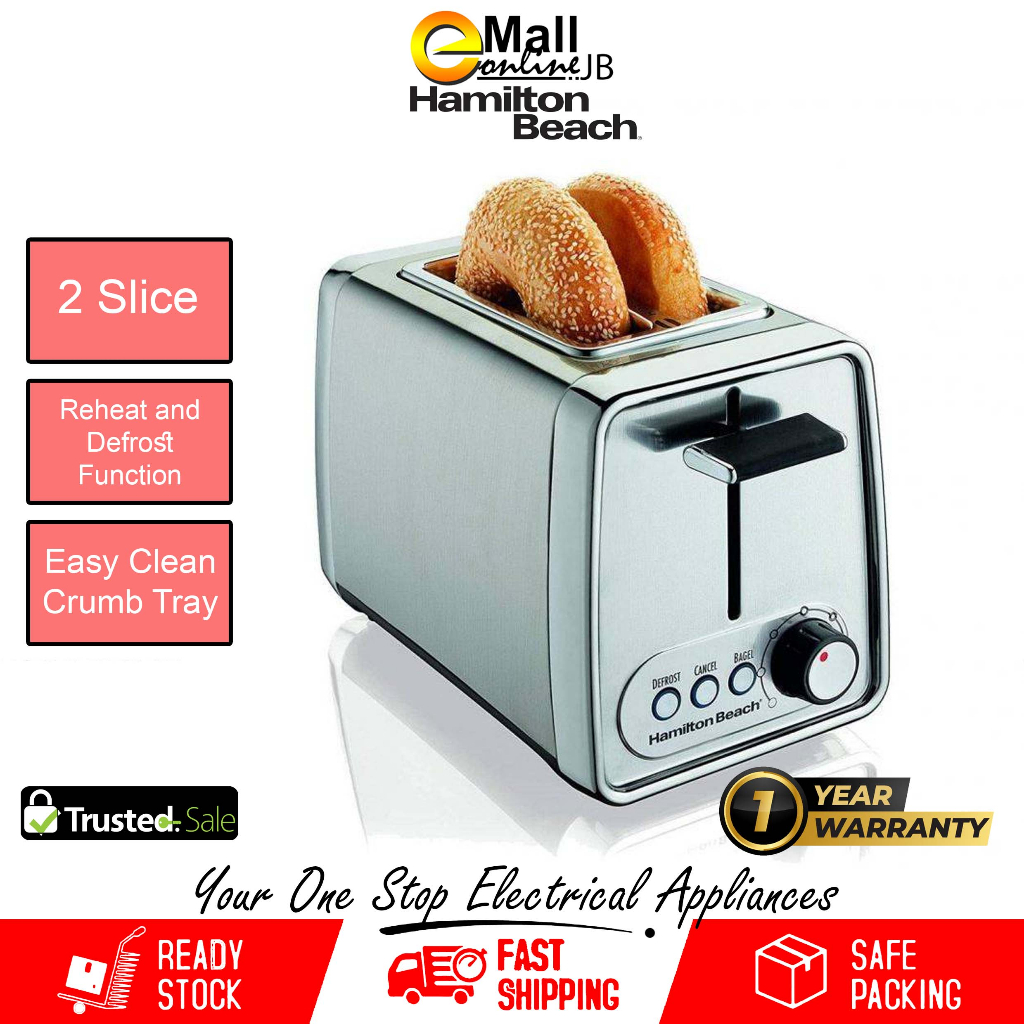 Hamilton Beach 2 Slice Bread Toaster Stainless Steel Body Wide Slot ...