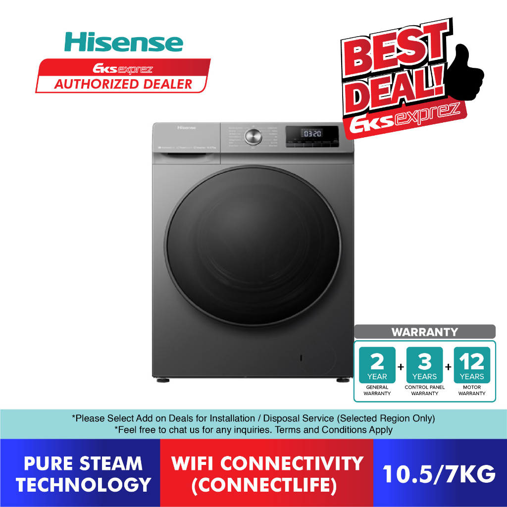 [FREE Shipping] Hisense Front Load Washer and Dryer (10.5kg / 7kg ...