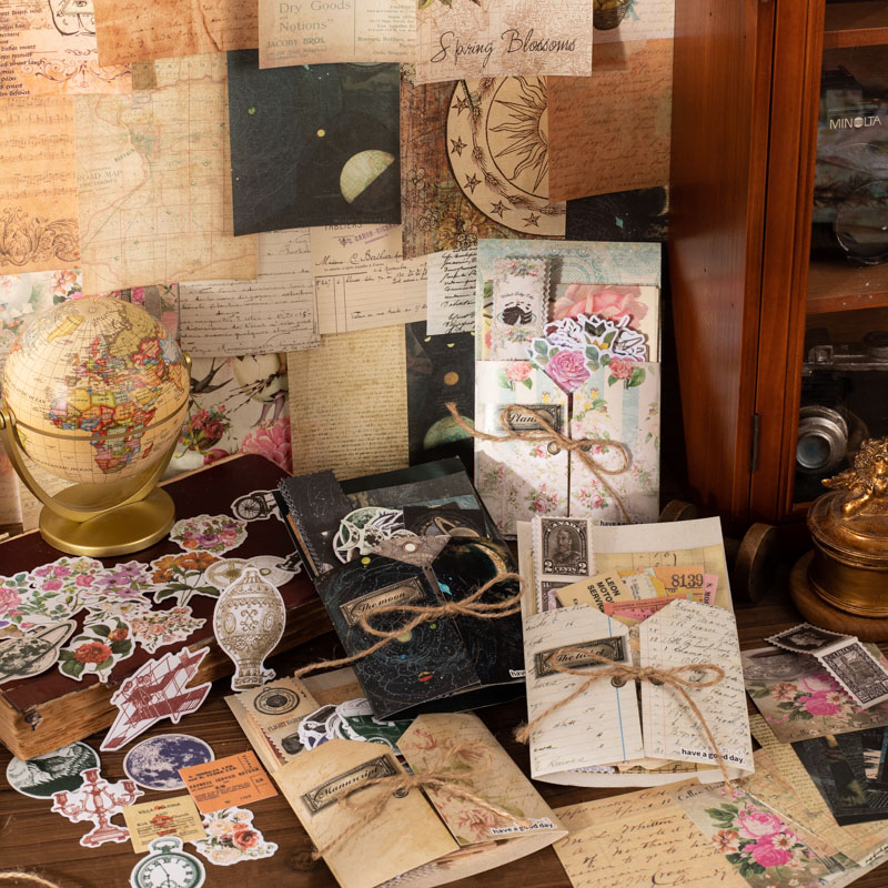 120pcs Retro DIY Material Papers Vintage Mixed Stickers & Papers For ...