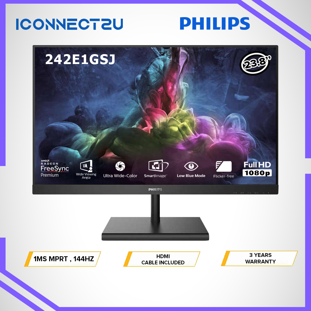 Philips 242E1GSJ 23.8" 1ms 144Hz FHD FreeSync VA LED Gaming Monitor ...