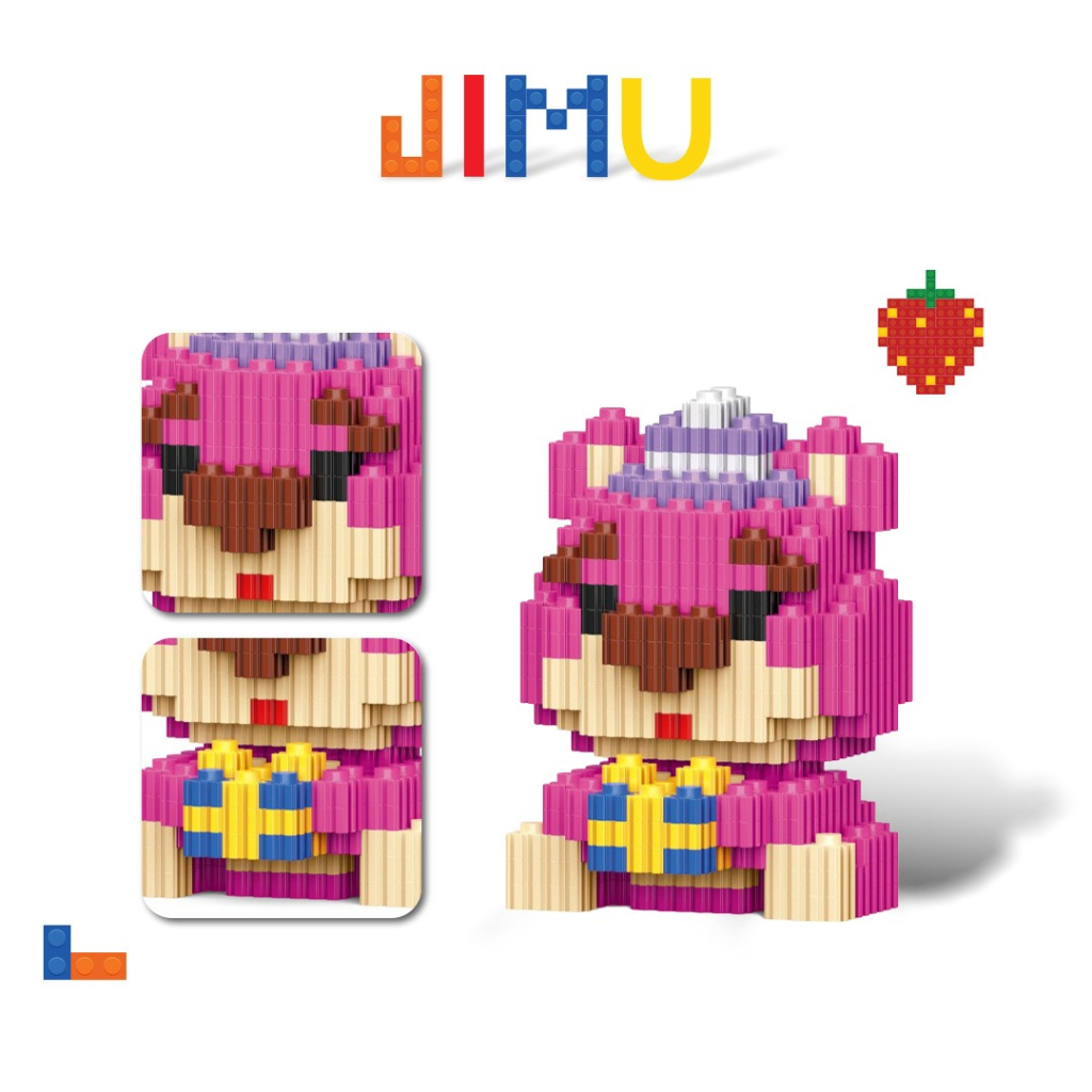 JIMU Strawberry Bear Block Series C5026 Cute Gift Box Bear Building ...