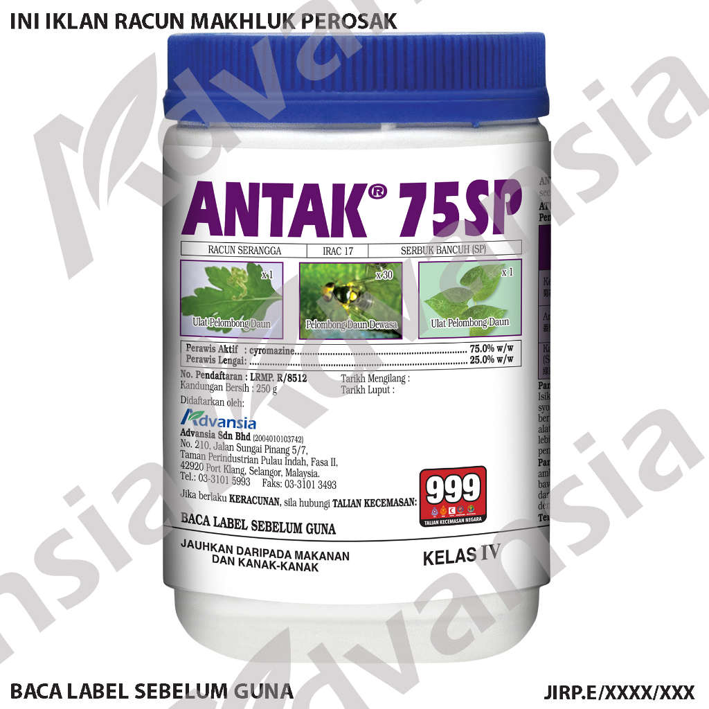 ANTAK 75SP/ Racun Serangga/ cyromazine 75.0% w/w/ Ulat Pelombong Daun ...