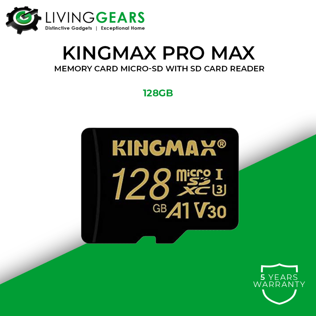 Kingmax Pro Max Memory Card Microsd Wtih SD Card Adapter (64GB/128GB/256GB) CL10 V30 A1 | Shopee ...