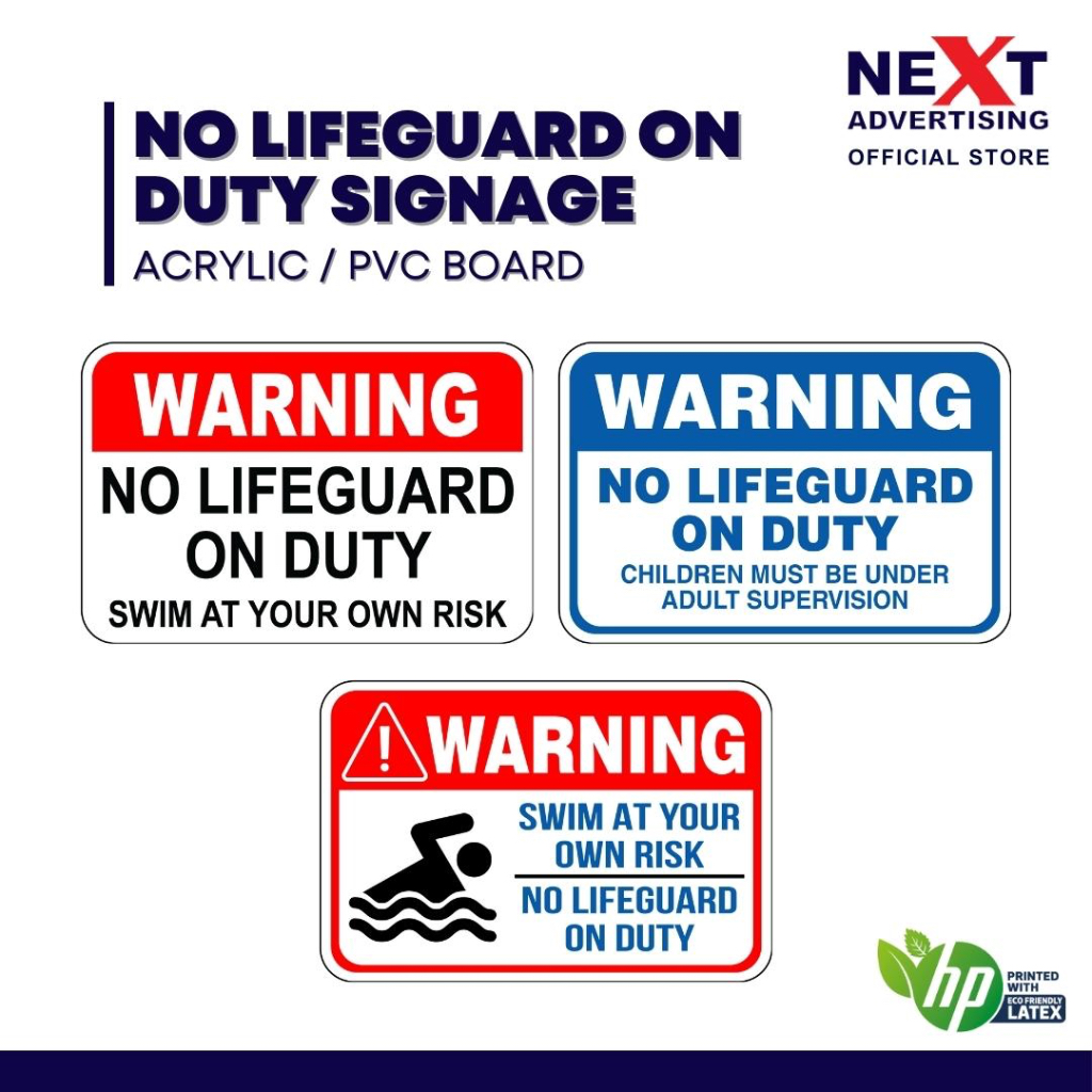 No Lifeguard on Duty Sign | Swimming Pool Safety Signage | PVC Board or ...