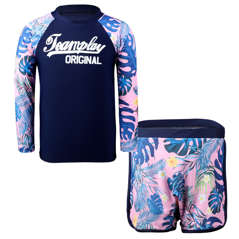 Ready Stock Teen Kids Girl 2 Pcs Set Design Split Long Sleeve Swimwear ...