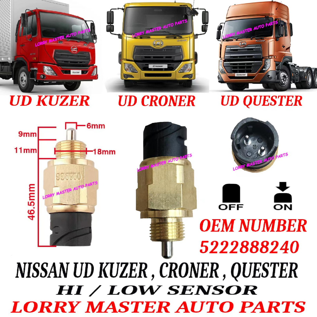 HIGH LOW SWITCH SENSOR NISSAN UD TRUCK QUESTER CRONER KUZER 5222888240 ...
