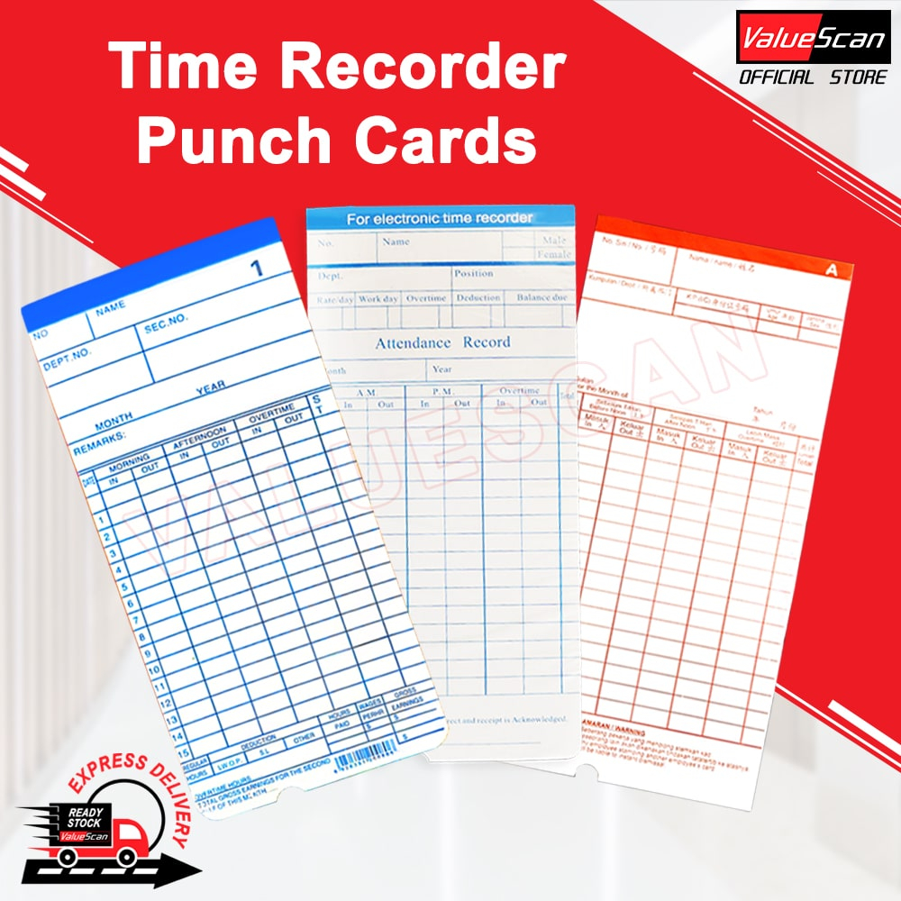 Punch Card For Time Recorder ( Standard) (92pcs&100pcs/pack) | Shopee ...