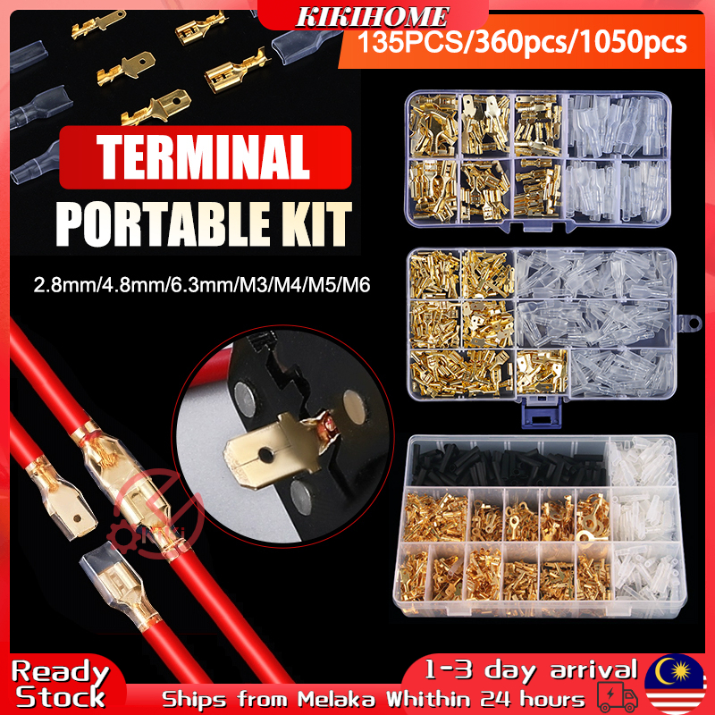 1050PCS Insulated Seal Crimp Terminal 2.8/4.8/6.3mm Electrical Wire ...