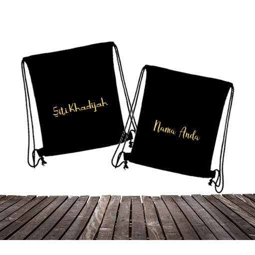 Beg Jerut / Drawstring Bag custom nama anda sendiri. ( Tulisan warna ...
