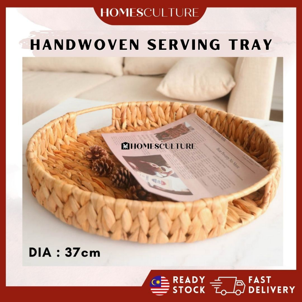 FEERA Handwoven Round Wicker Serving Decorative Tray Seagrass Water ...