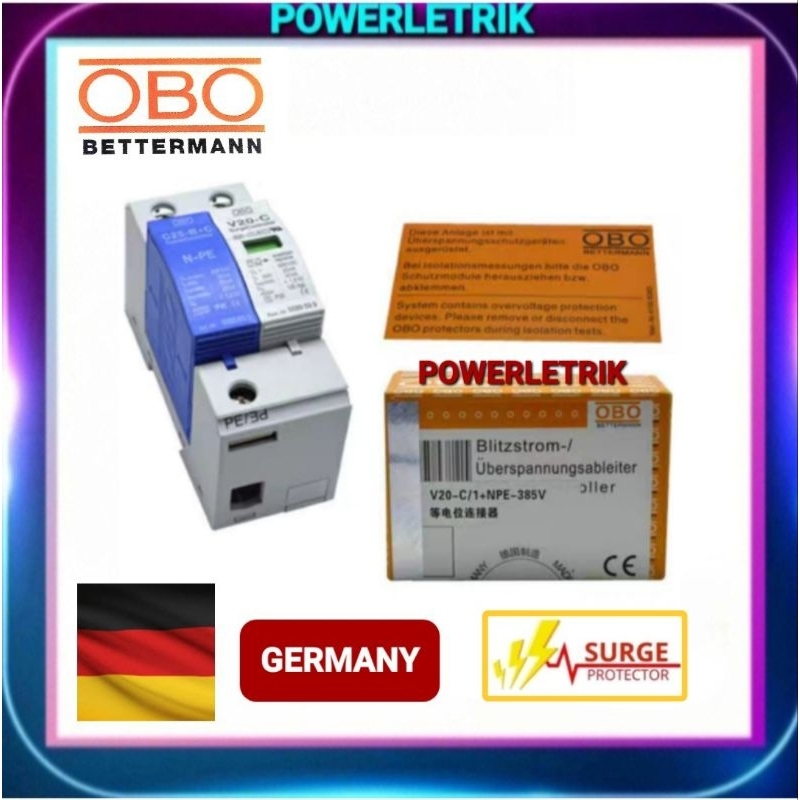 GERMANY SPD OBO BETTERMANN 40KA SURGE PROTECTOR DEVICE V20-C/1P + NPE ...