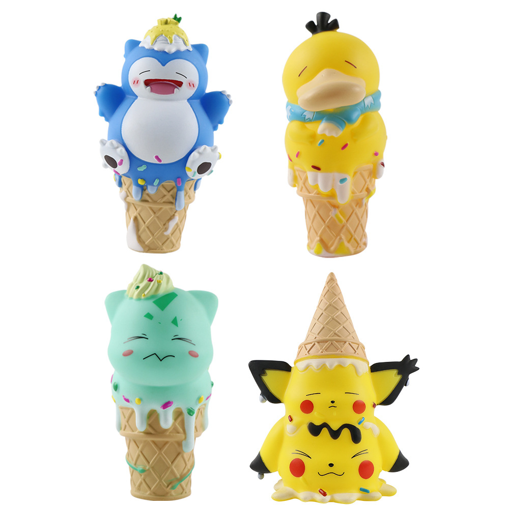 Pokemon Pikachu Ice Cream Series Snorlax Psyduck Model Handmade Doll ...