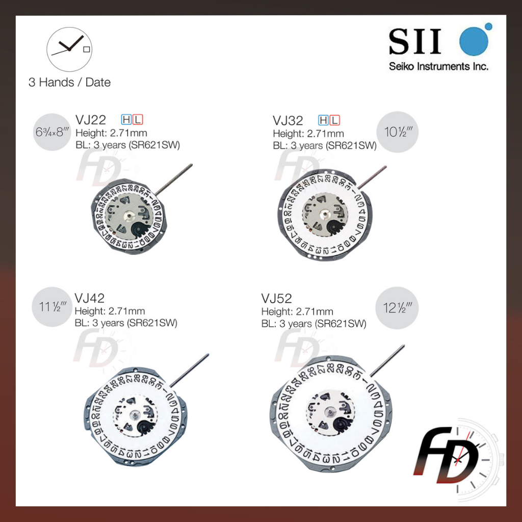 Seiko VJ12 / VJ22 / VJ32 / VJ42 / VJ52 SII Quartz Watch Machine ...