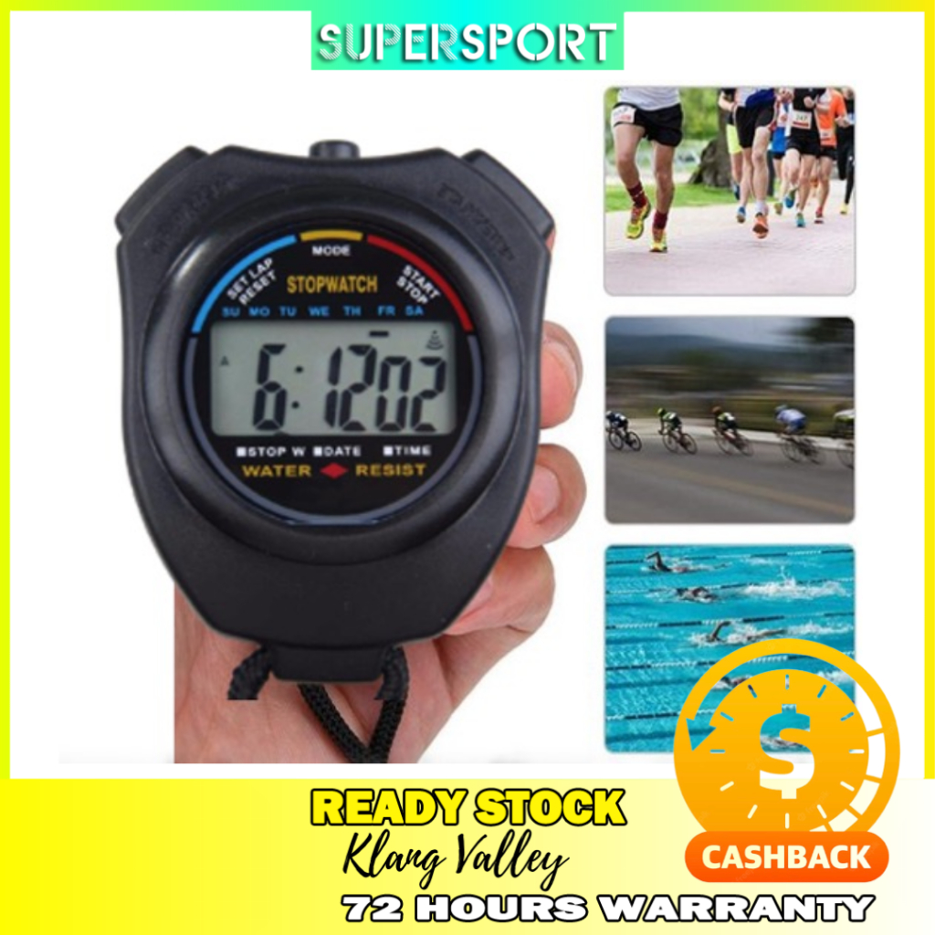 Digital LCD Stop Watch Timer Counter Alarm Clock Stopwatch Handheld ...