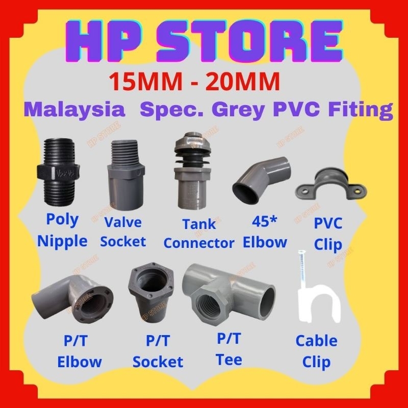 PVC Fitting PVC Pipe Joint Connector 3, 4, 5 Way PVC Elbow Socket Elbow Tee End Cap Penyambung ...