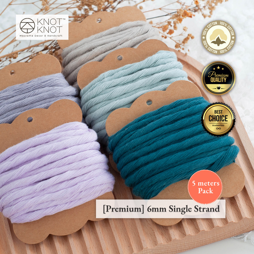 *5 meters pack*[Premium] Macrame 6mm Soft Single Strand Cotton Cord ...